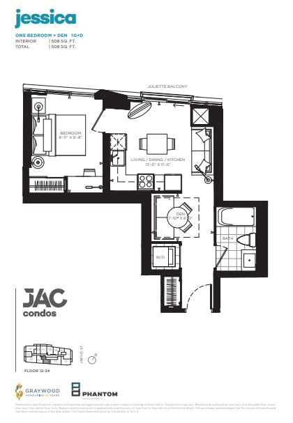 JAC Condos - Jessica Floor Plan, Toronto ON | Livabl