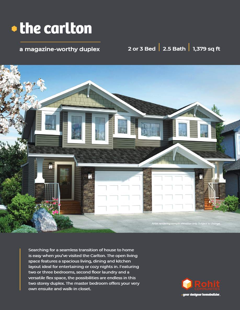Carlton - Duplex floor plan at Cavanagh in Edmonton, AB
