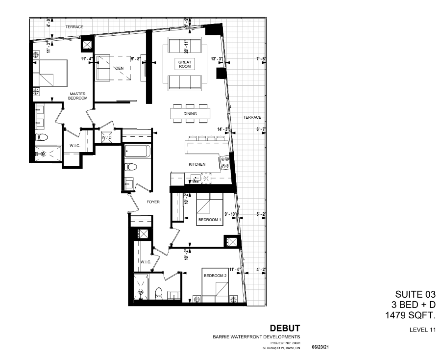 Début - Waterfront Residences - T1-03 Floor Plan, Barrie ON | Livabl