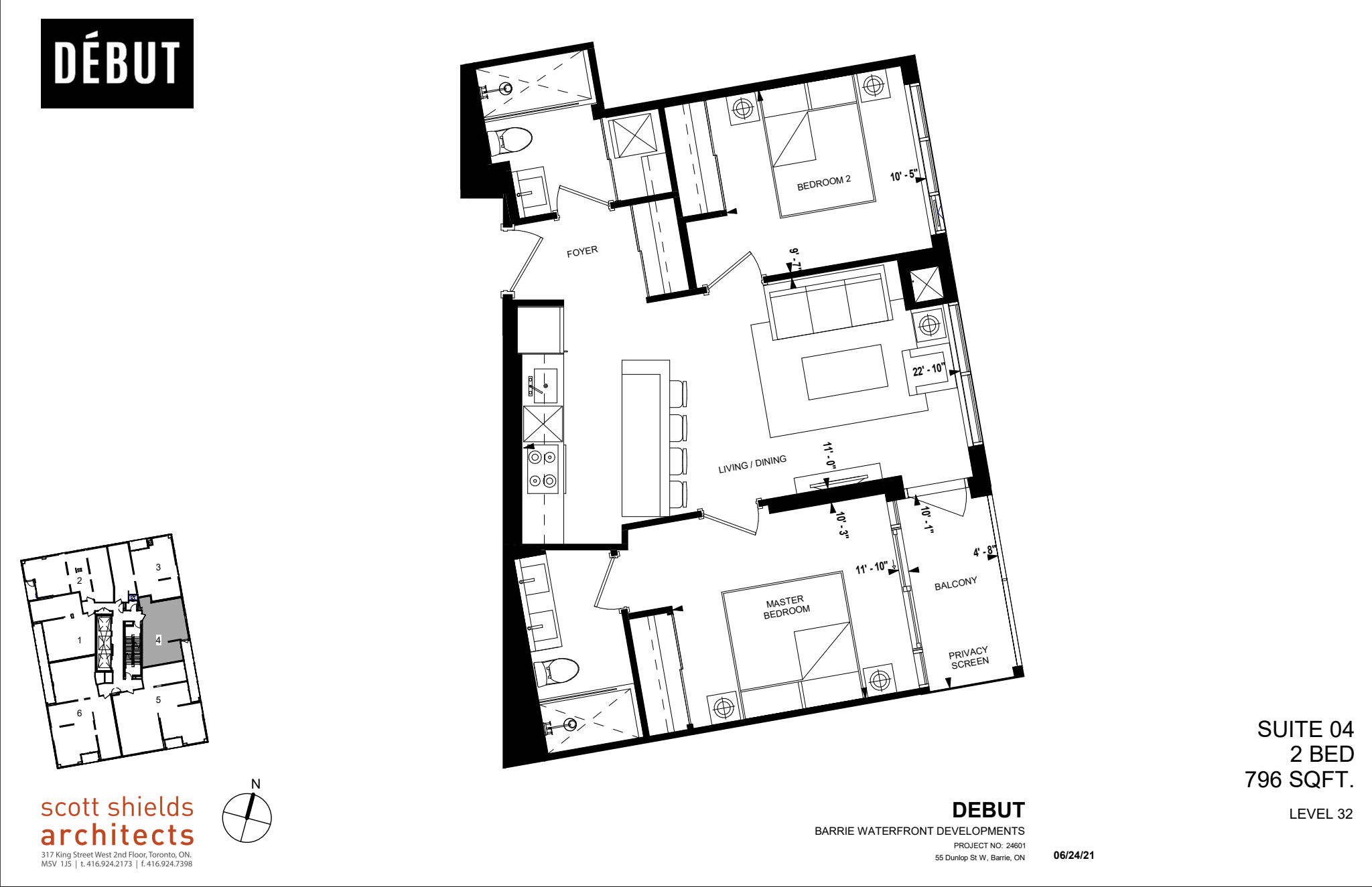 Début - Waterfront Residences - PH1-04 Floor Plan, Barrie ON | Livabl