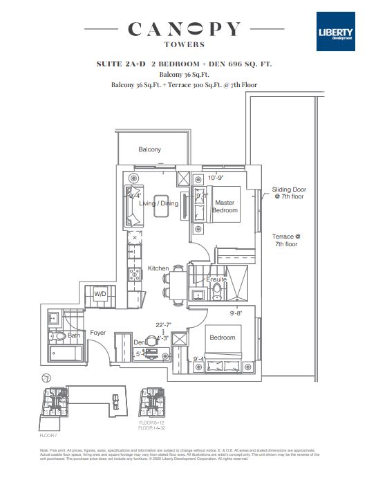 Canopy Towers - 2A+D Floor Plan, Mississauga ON | Livabl