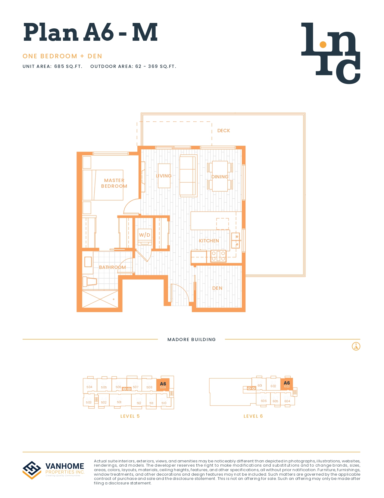 A6-M floor plan at Linc in Coquitlam, BC