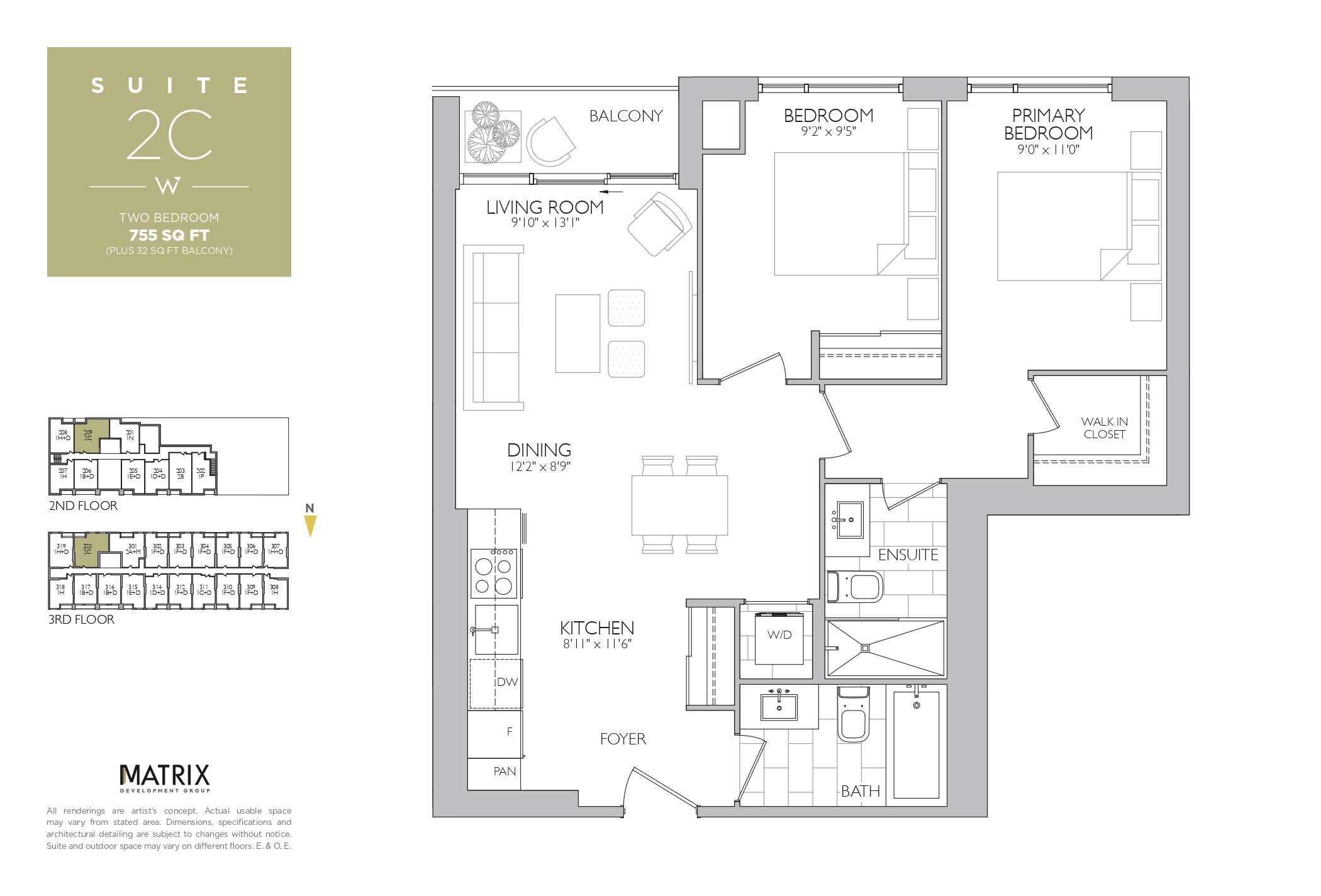 2C floor plan at Westgate on Main in Hamilton, ON