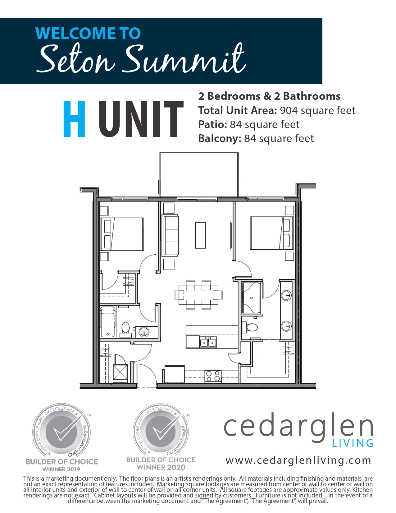 Seton Summit Building 1 - H UNIT Floor Plan, Calgary AB | Livabl