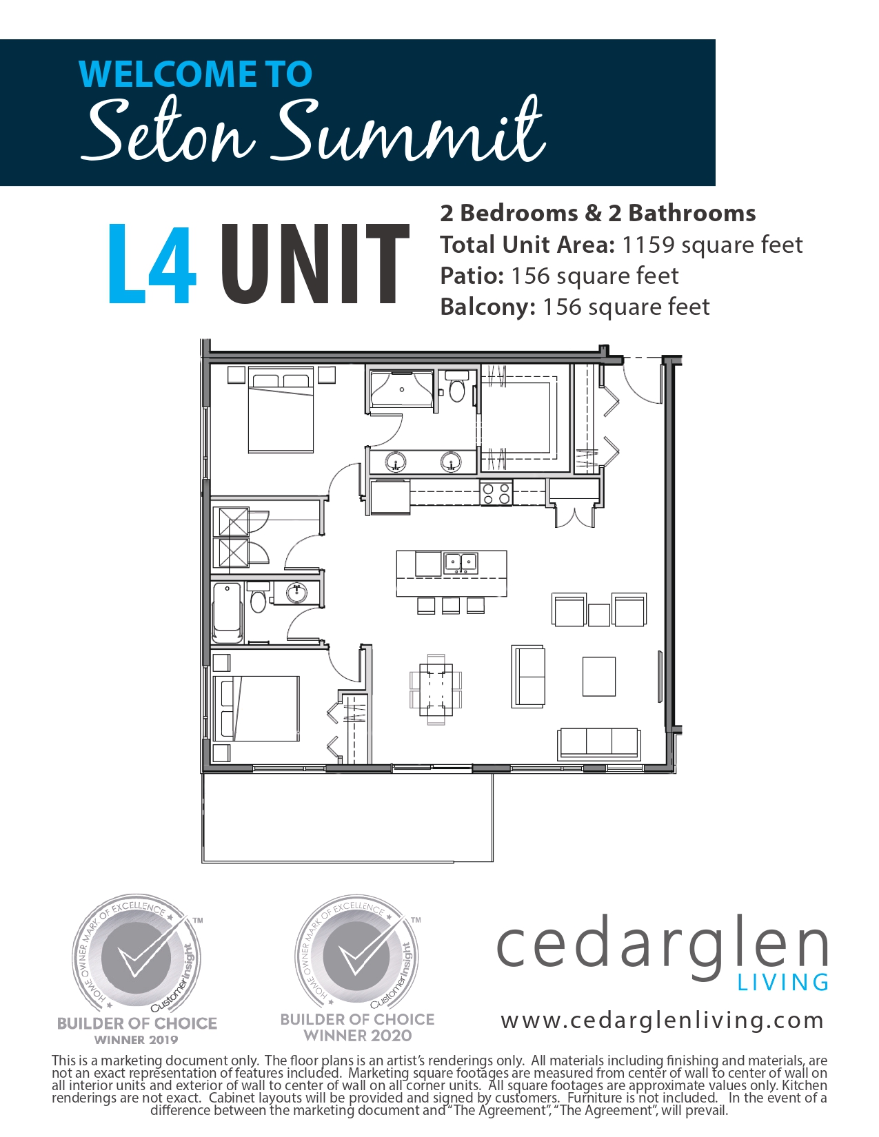 Seton Summit Building 1 - L4 UNIT Floor Plan, Calgary AB | Livabl