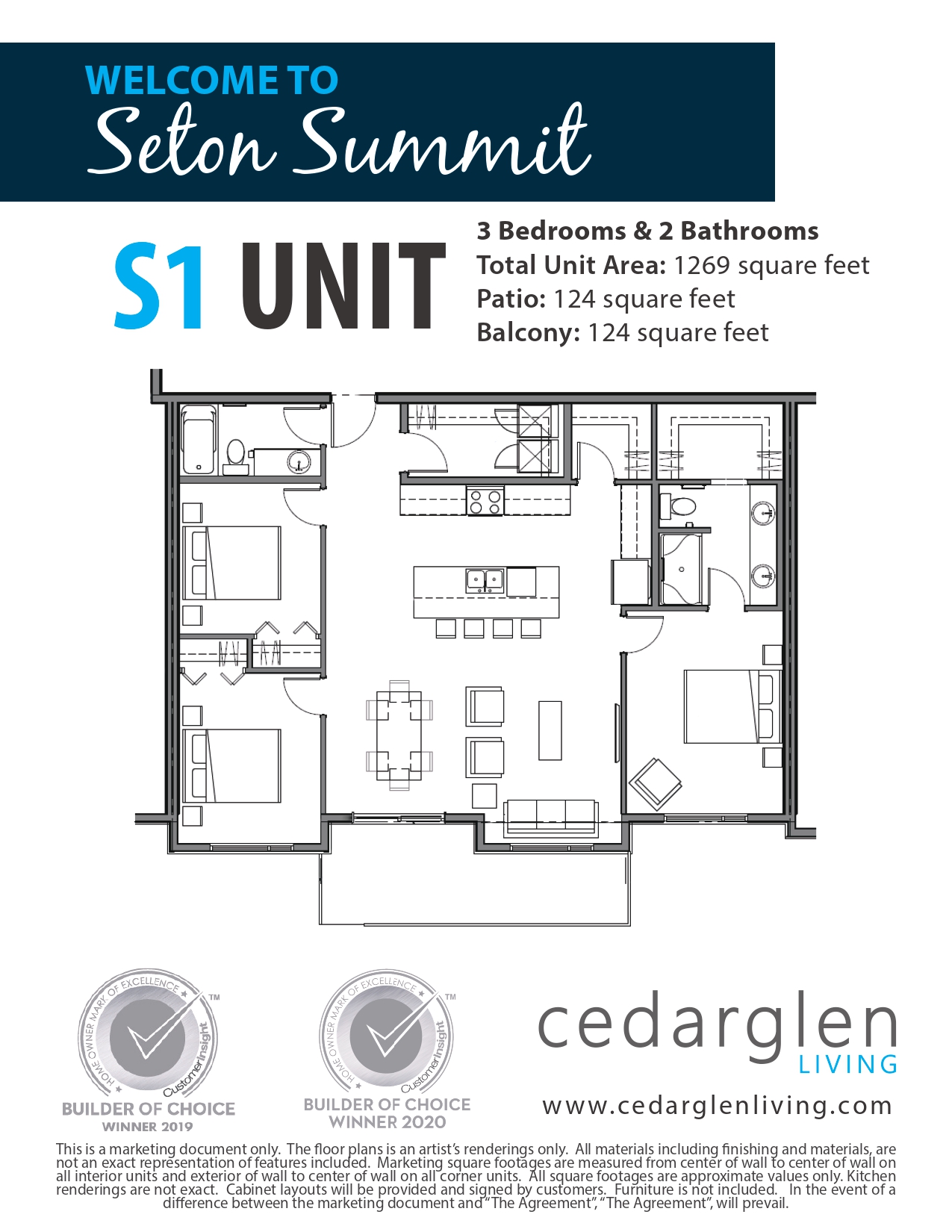 Seton Summit Building 1 - S1 UNIT Floor Plan, Calgary AB | Livabl