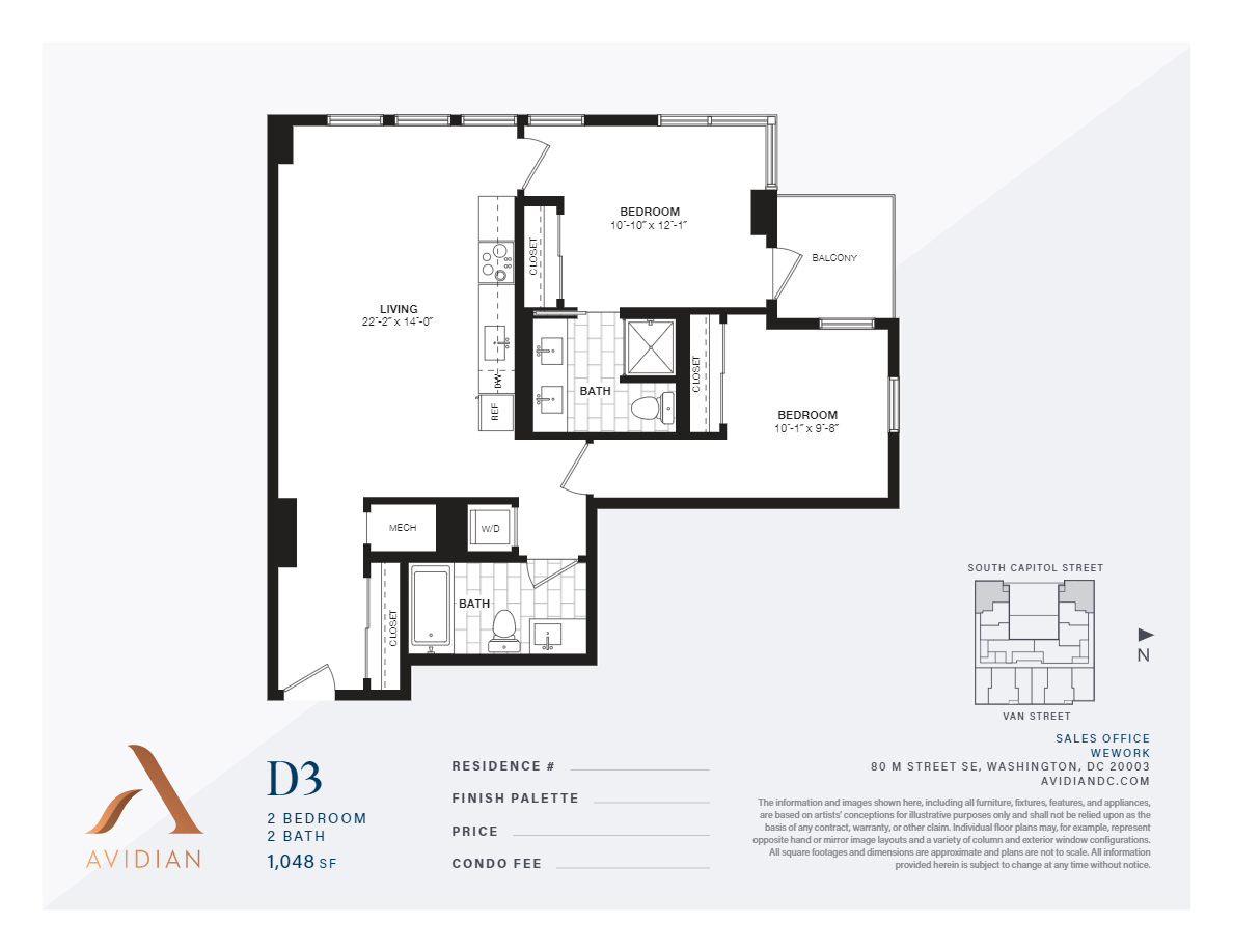 D3 floor plan at Avidian in Washington, DC