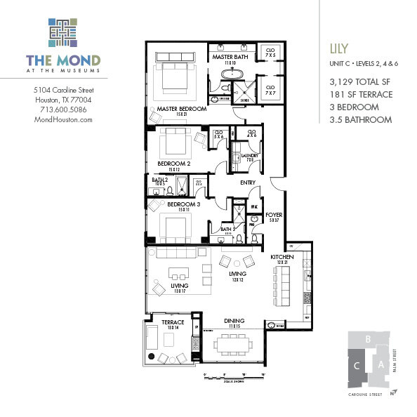 The Mond at the Museums - Lily Floor Plan, Houston TX | Livabl