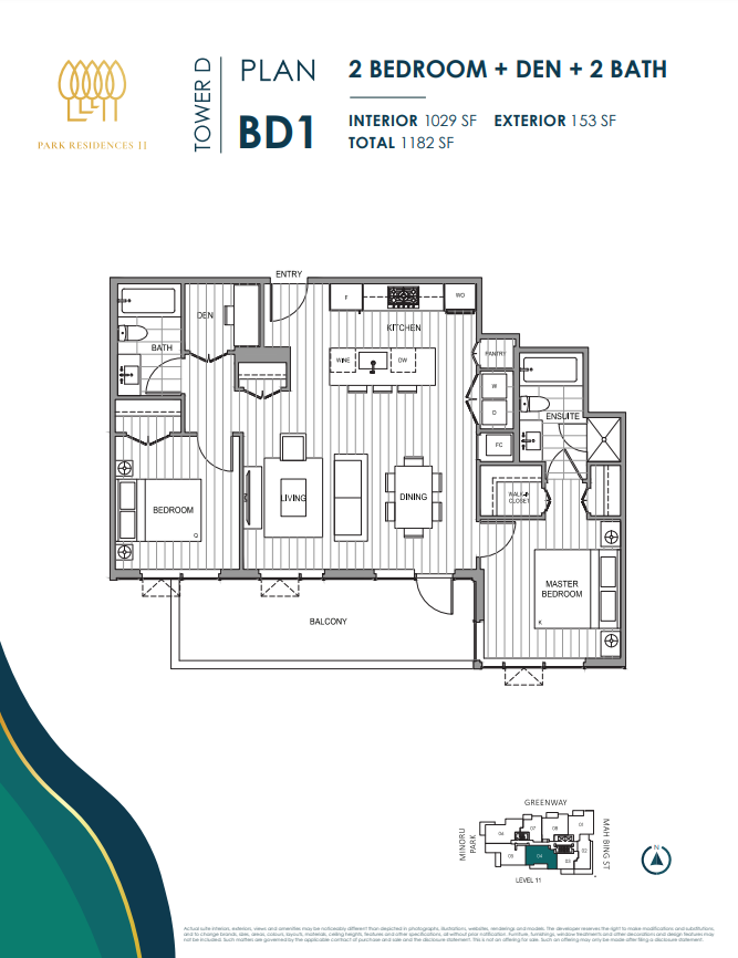 Park Residences II - BD1 Floor Plan, Richmond BC | Livabl