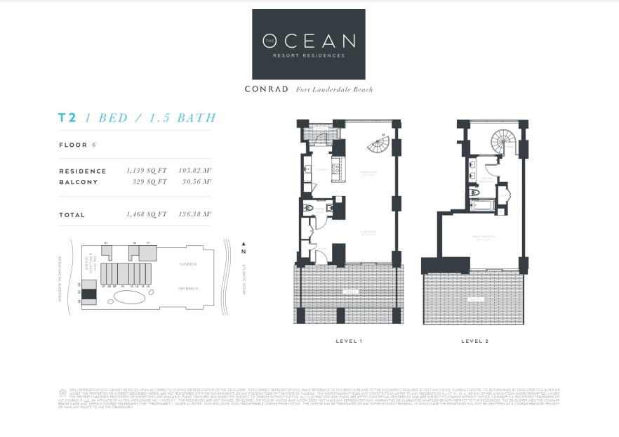 The Ocean Resort Residences - T2 Floor Plan, Fort Lauderdale FL | Livabl
