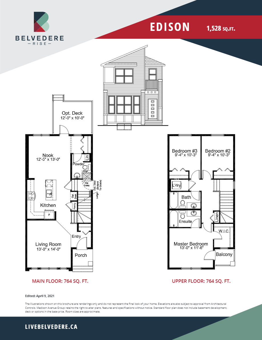 Edison floor plan at Belvedere Rise in Calgary, AB