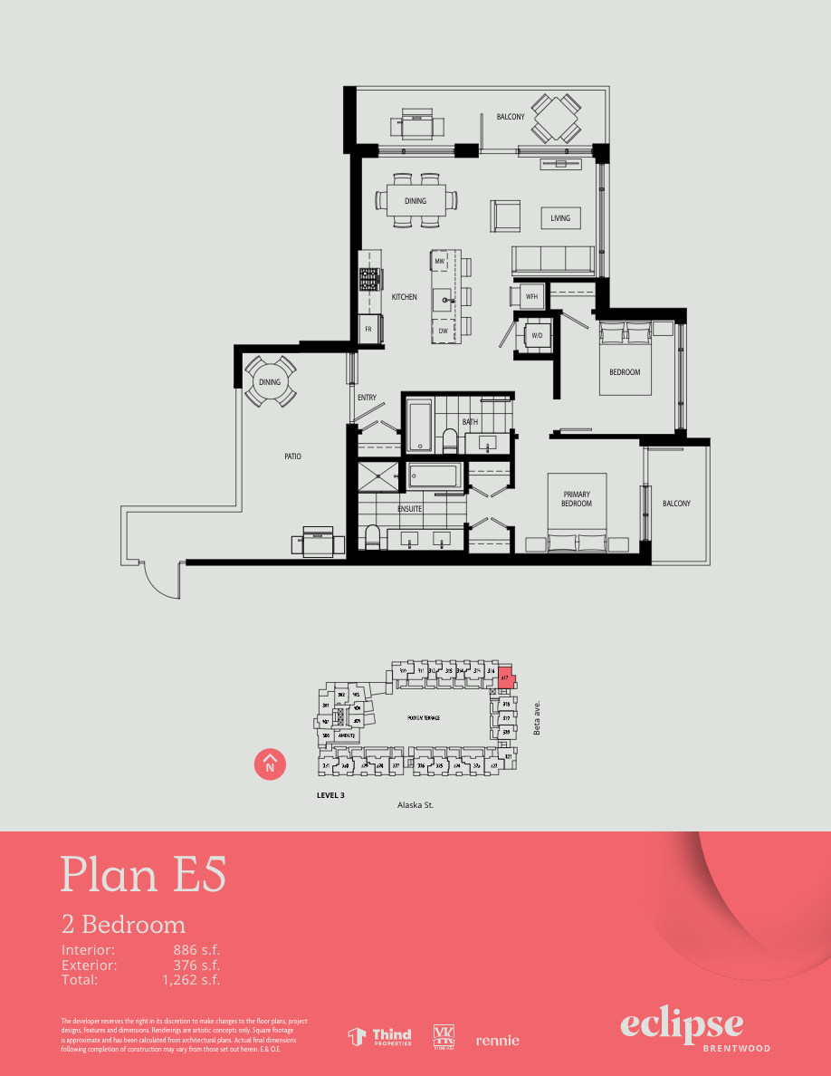 E5 floor plan at Thind Brentwood - Lumina (Eclipse) in Burnaby, BC