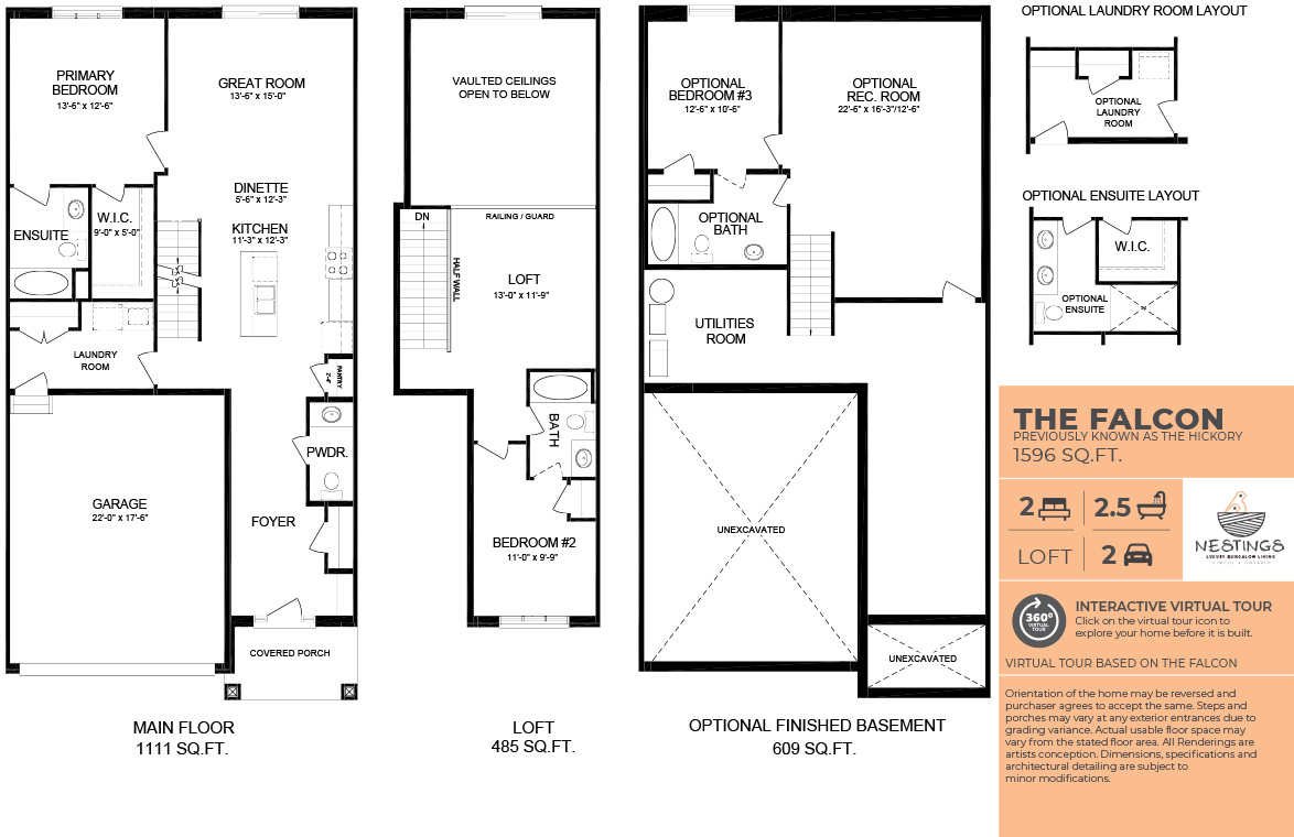 The Falcon floor plan at Nestings in Simcoe, ON