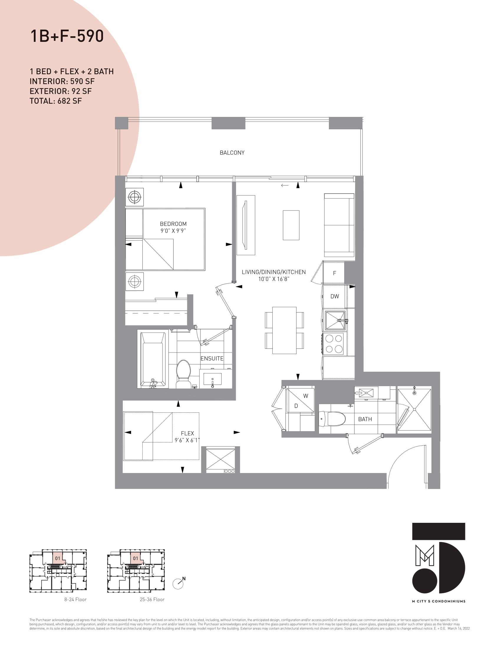 M5 Condos | 1B+F-590 | Floor Plans and Pricing