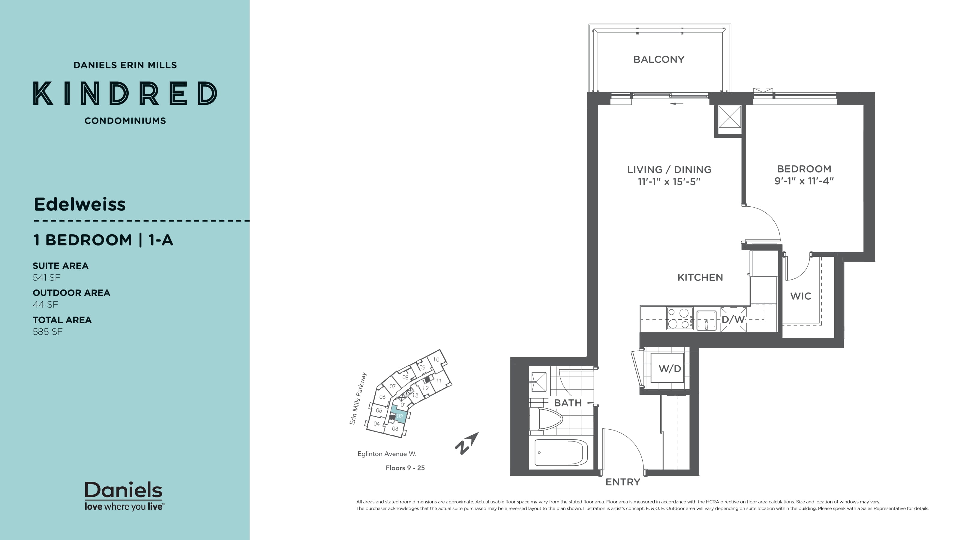Edelweiss floor plan at Kindred Condominiums in Mississauga, ON