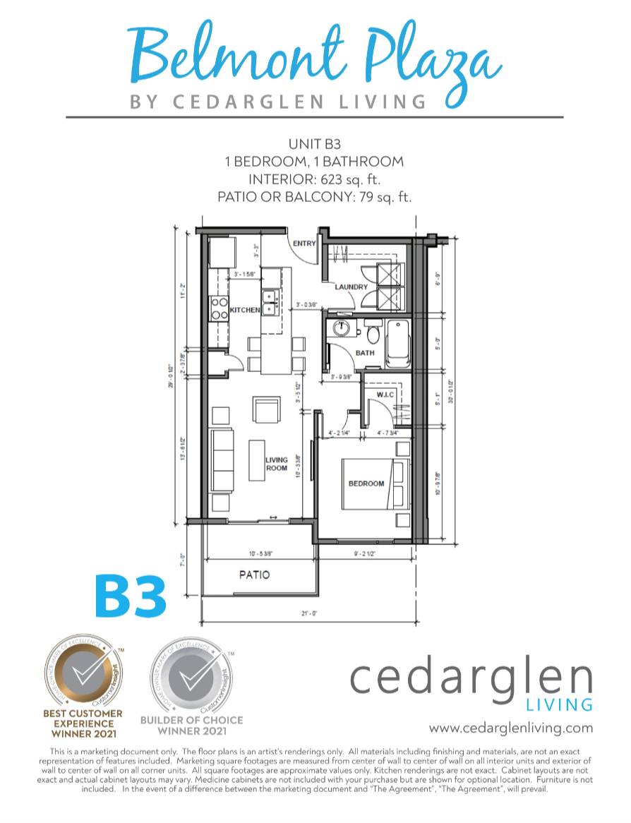 Belmont Plaza Building 1 - Unit B3 Floor Plan, Calgary AB | Livabl