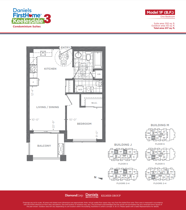 Model 1F (BF) floor plan at Daniels Keelesdale 3 in Toronto, ON