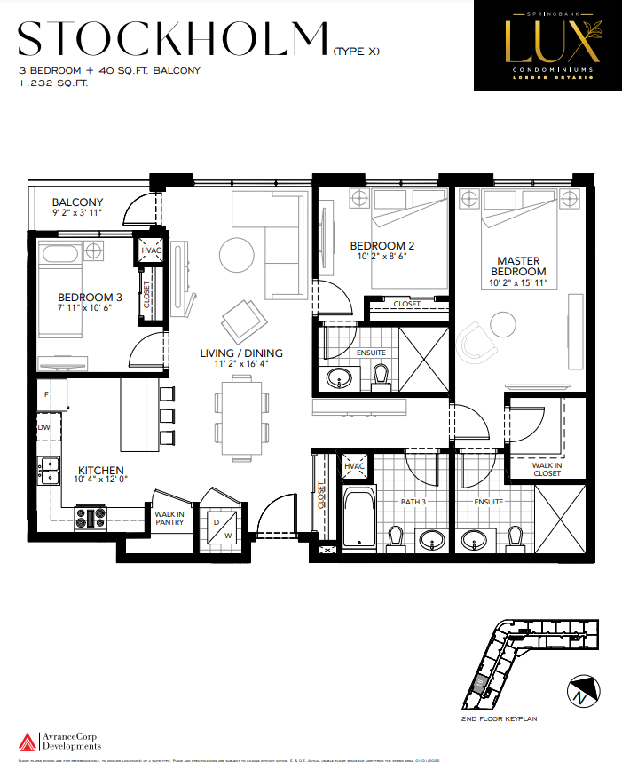 STOCKHOLM - X floor plan at Springbank Lux in London, ON