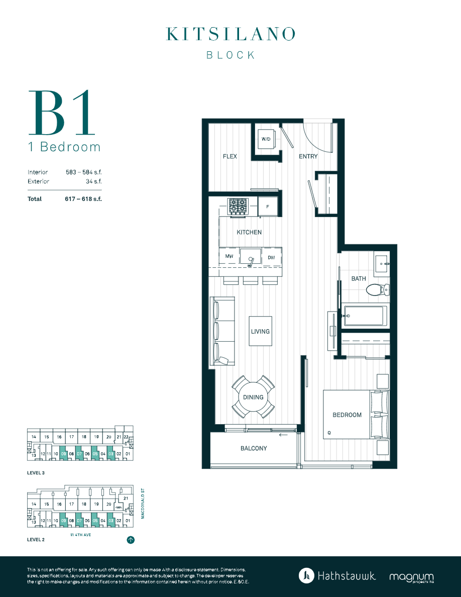 B1 floor plan at Kitsilano Block in Vancouver, BC