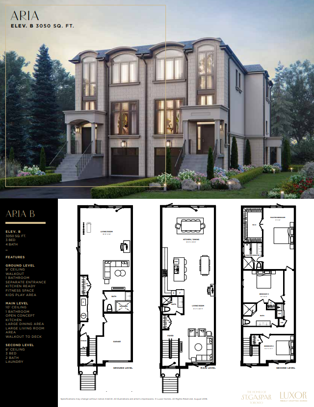 The Homes of St. Gaspar - Aria - Elev. B Floor Plan, Toronto ON | Livabl