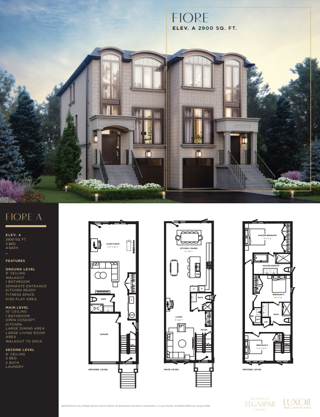 The Homes of St. Gaspar - Fiore - Elev. A Floor Plan, Toronto ON | Livabl