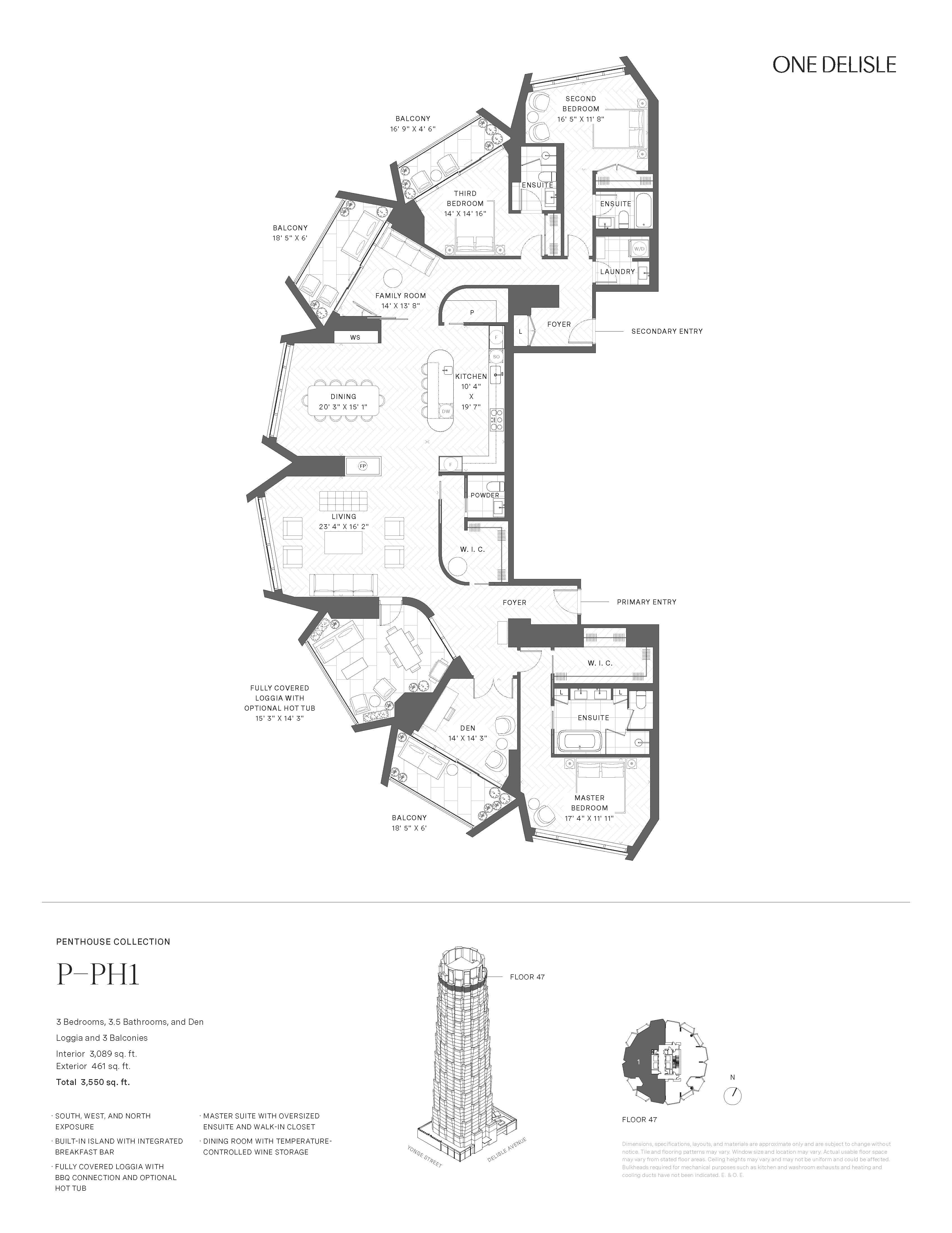 One Delisle - P-PH1 Floor Plan, Toronto ON | Livabl