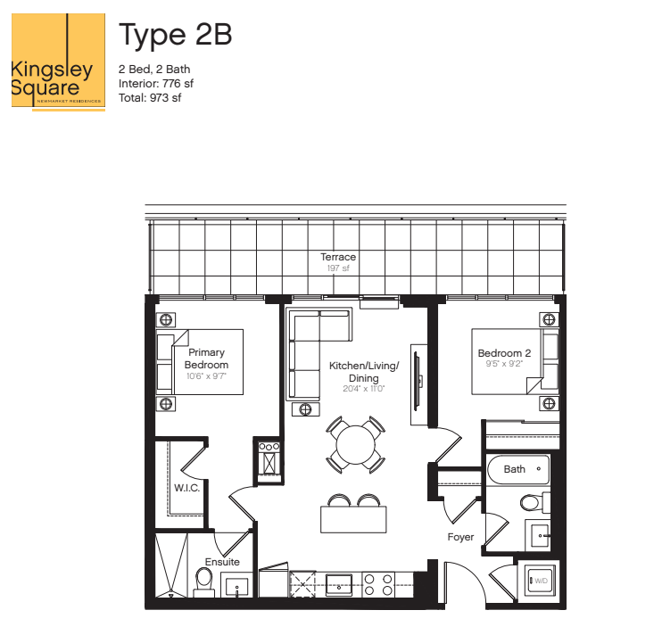 Kingsley Square - 2B Floor Plan, Newmarket ON | Livabl