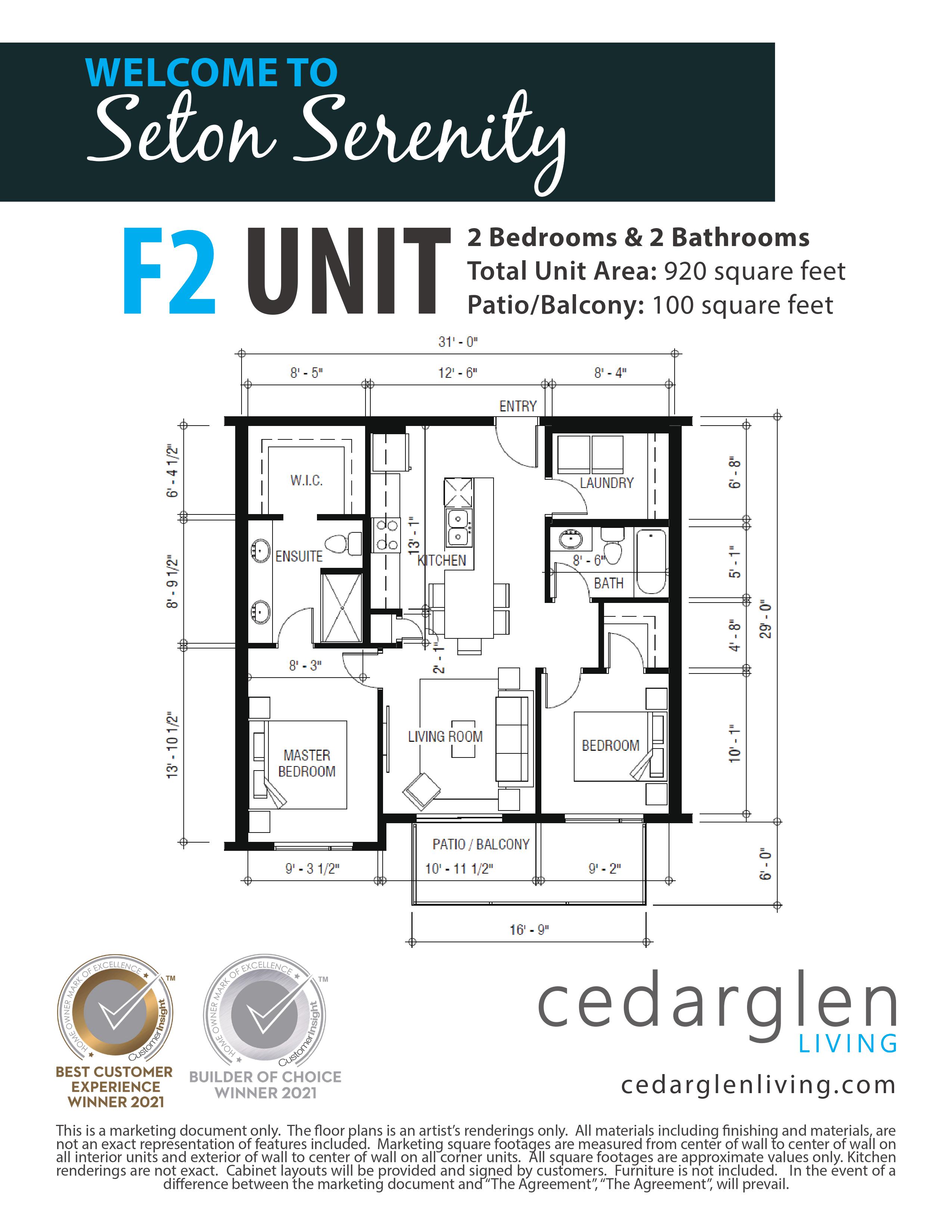 Seton Serenity - F2 Floor Plan, Calgary AB | Livabl