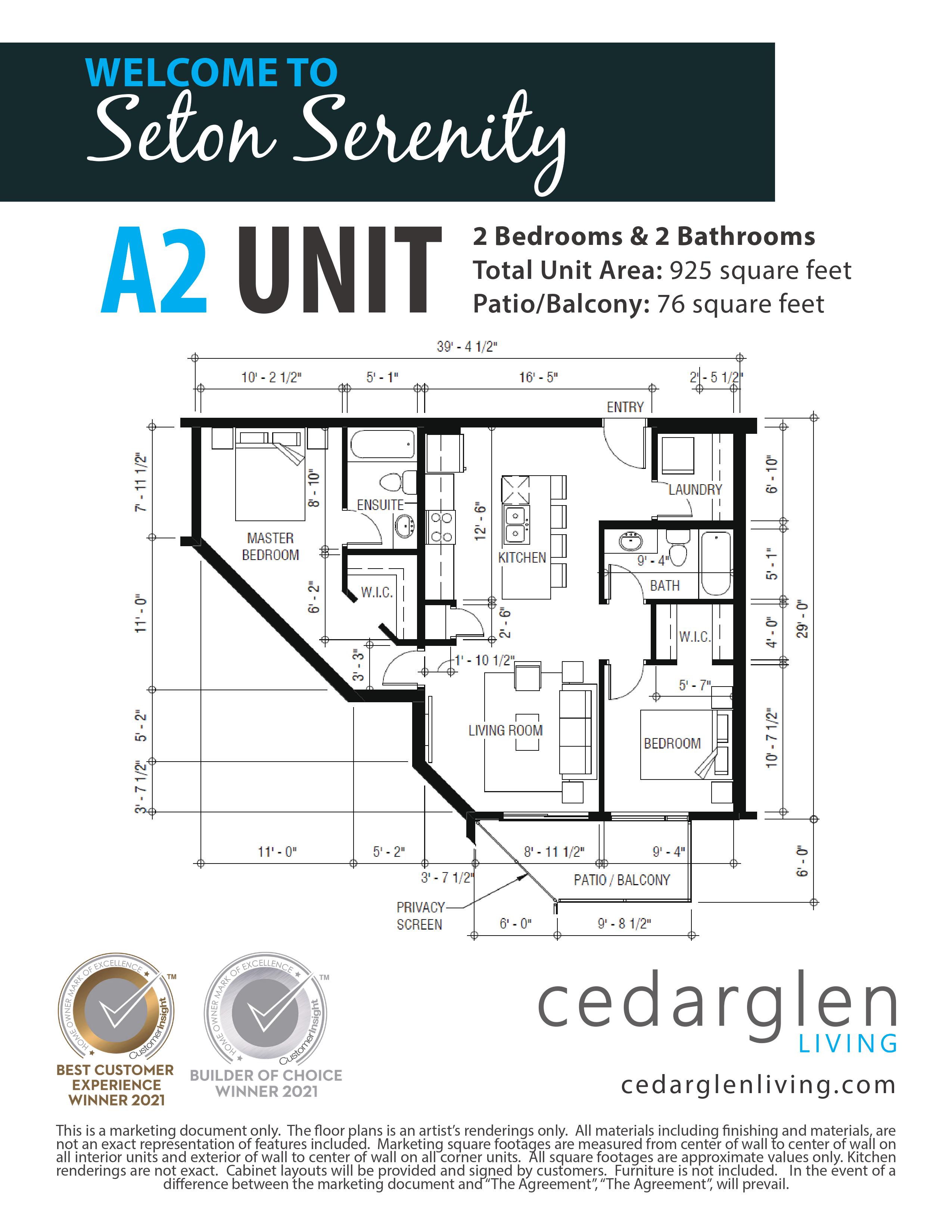 Seton Serenity - A2 Floor Plan, Calgary AB | Livabl