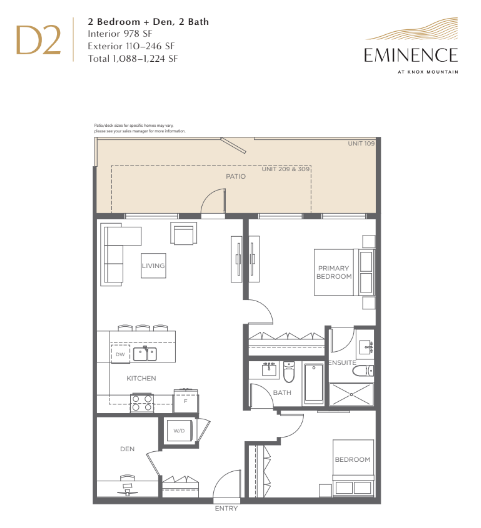Eminence at Knox Mountain - Summit Building - D2 Floor Plan, Kelowna BC | Livabl