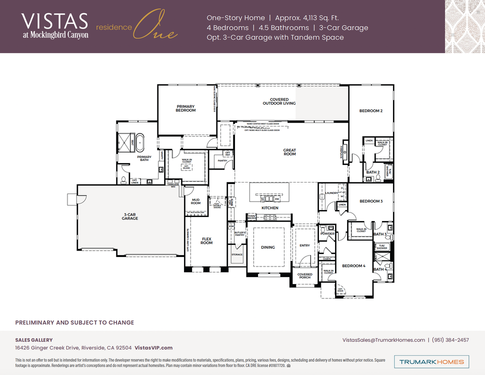 Plan 1 floor plan at Vistas at Mockingbird Canyon in Riverside, CA