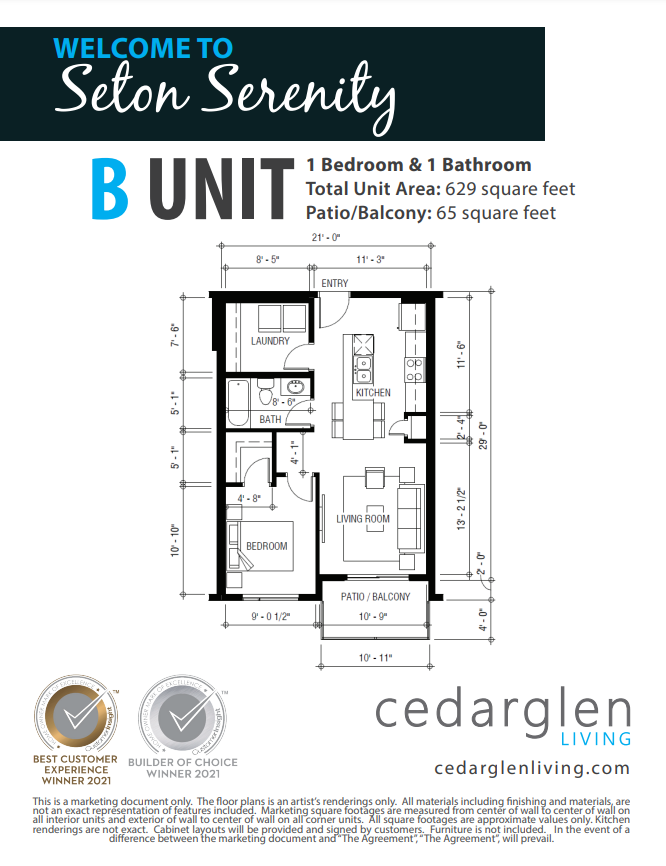B floor plan at Seton Serenity in Calgary, AB