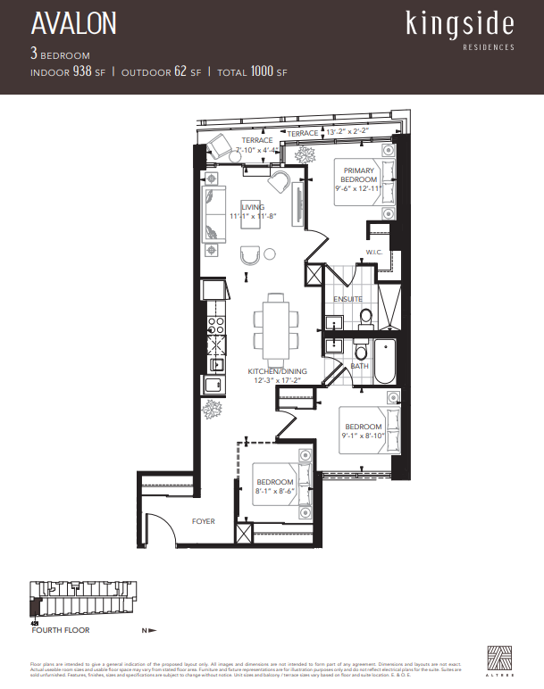 Avalon floor plan at Kingside Residences in Toronto, ON