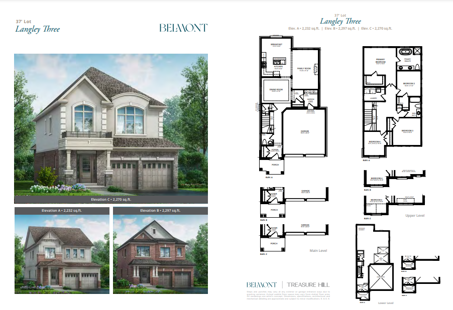 Belmont - Langley Three - Elevation C Floor Plan, Newcastle ON | Livabl