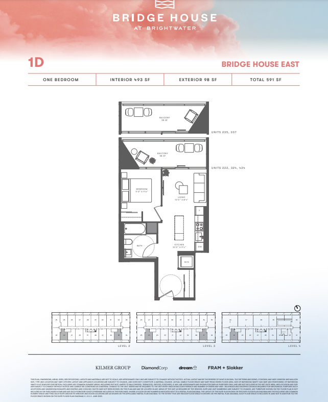 Bridge House at Brightwater - 1D Floor Plan, Mississauga ON | Livabl