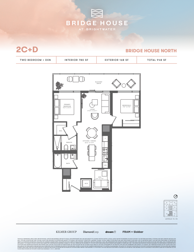 Bridge House at Brightwater - 2C+D Floor Plan, Mississauga ON | Livabl