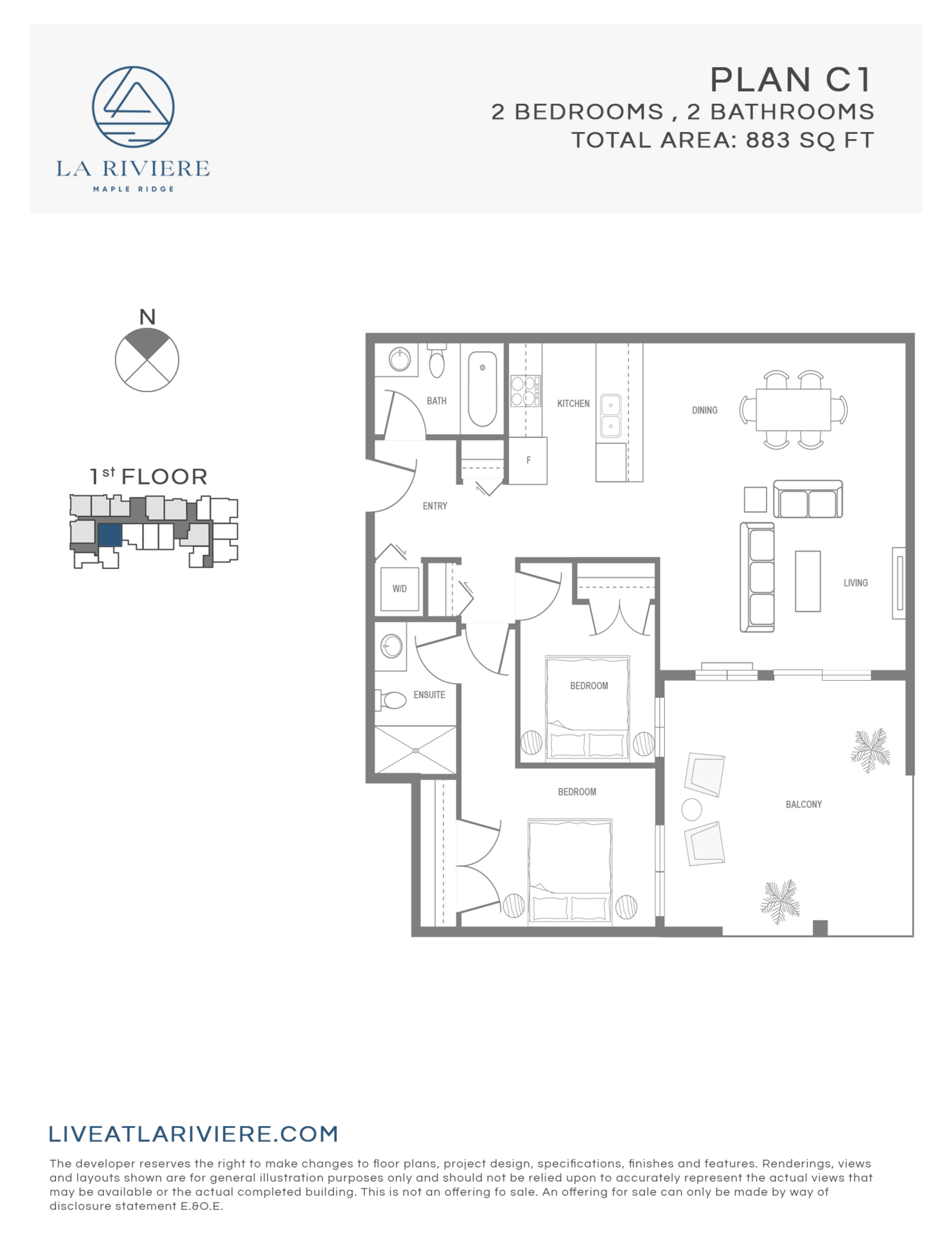 La Riviere - Plan C1 Floor Plan, Maple Ridge BC | Livabl