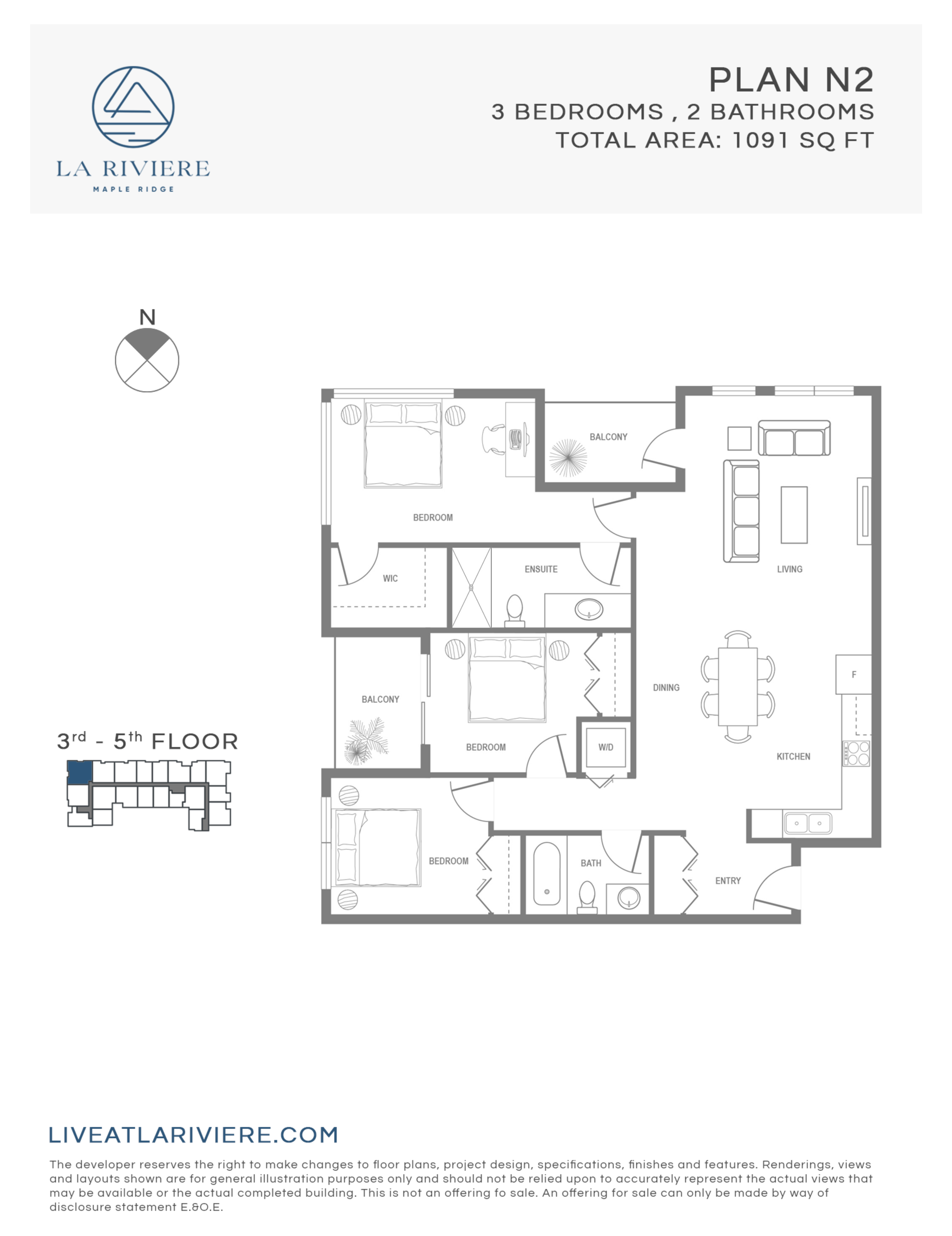 Plan N2 floor plan at La Riviere in Maple Ridge, BC