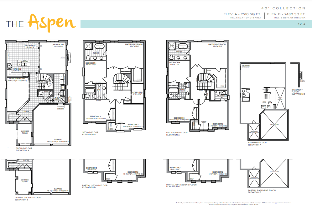 The Aspen floor plan at Honey Hill - Phase 2 in New Tecumseth, ON
