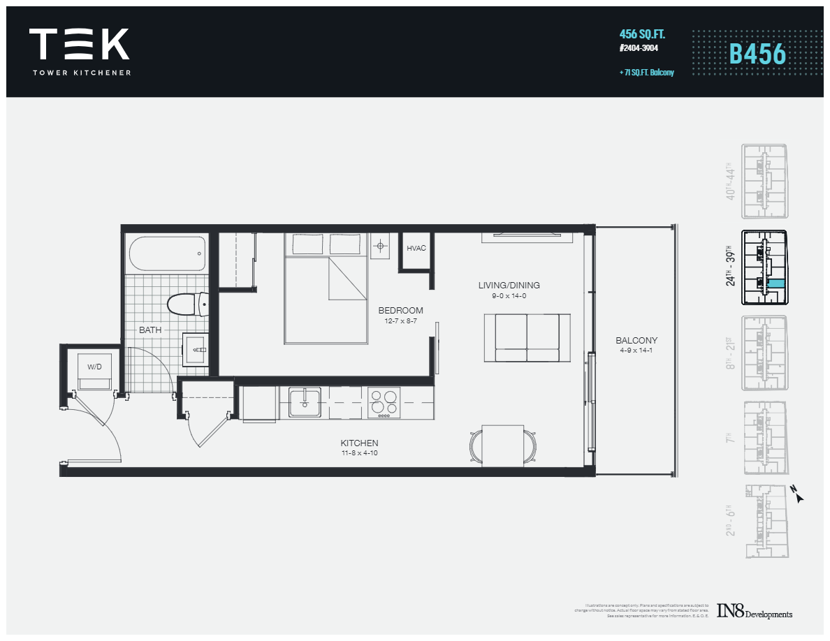 TEK Tower Kitchener - B456 Floor Plan, Kitchener ON | Livabl