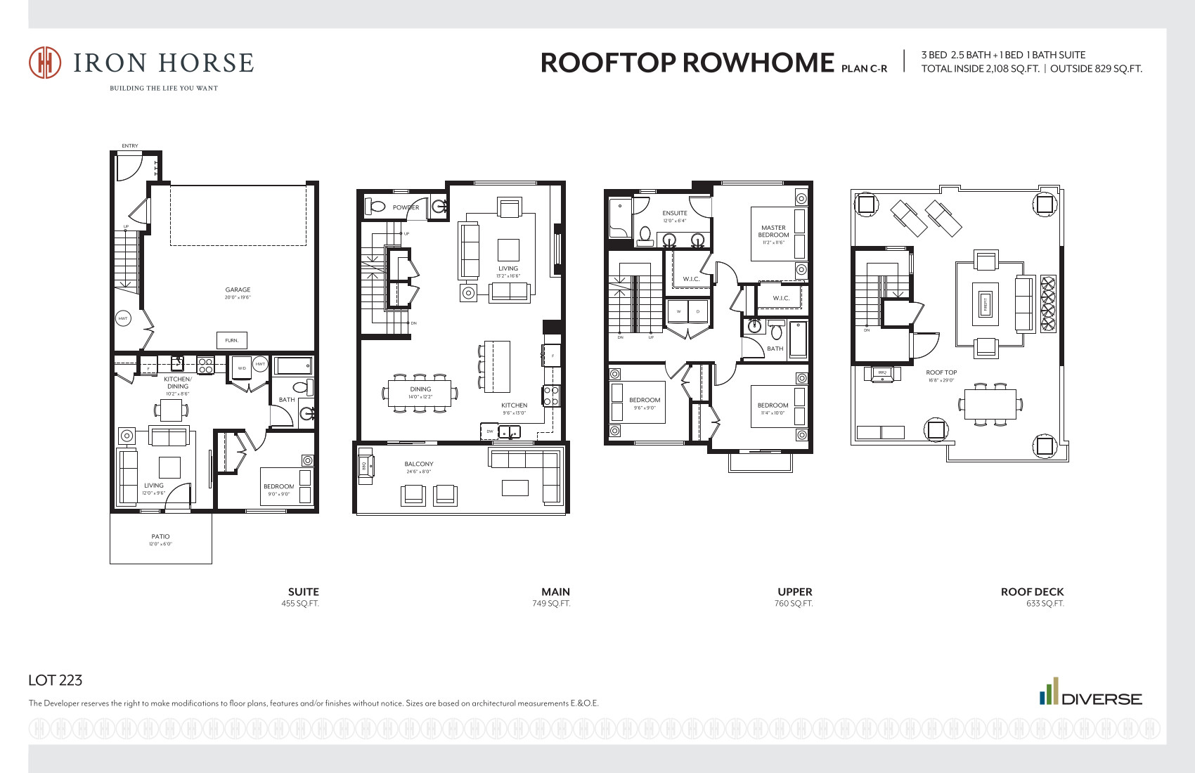 Rooftop Rowhome with Suite floor plan at Iron Horse in Tzeachten 13, BC