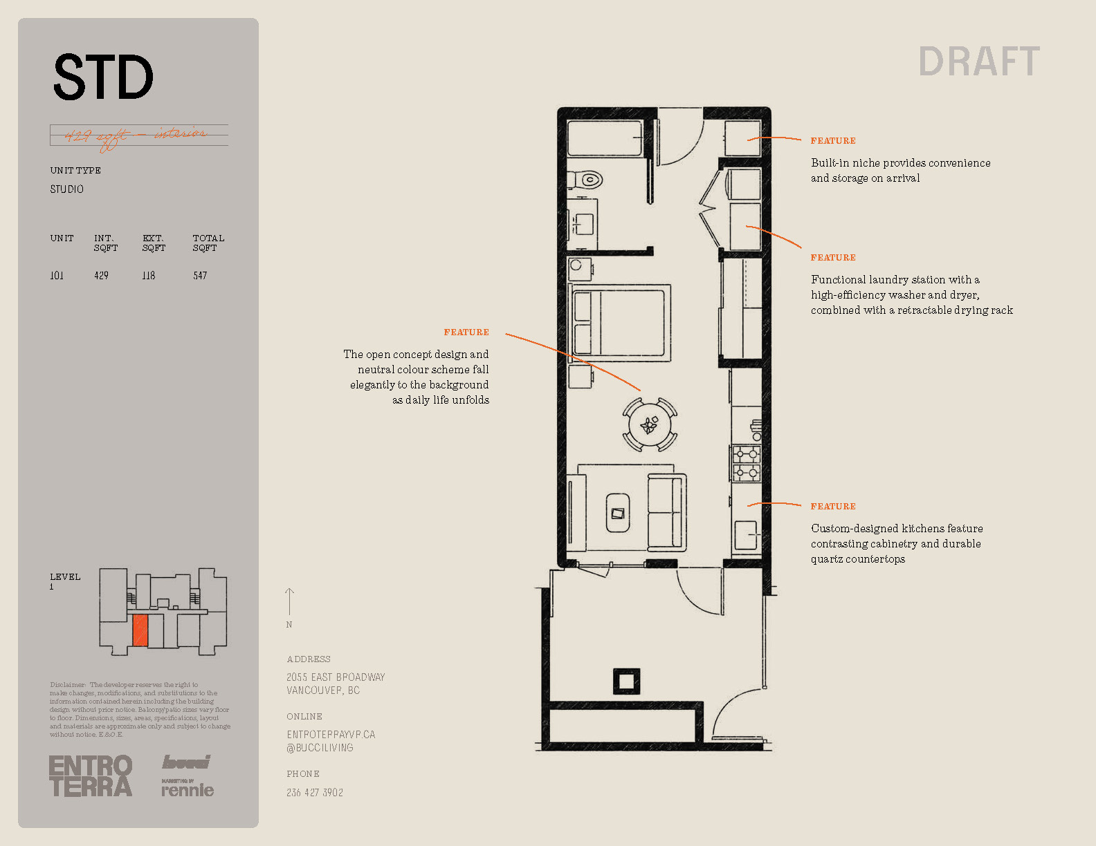 Entroterra YVR - STD Floor Plan, Vancouver BC | Livabl