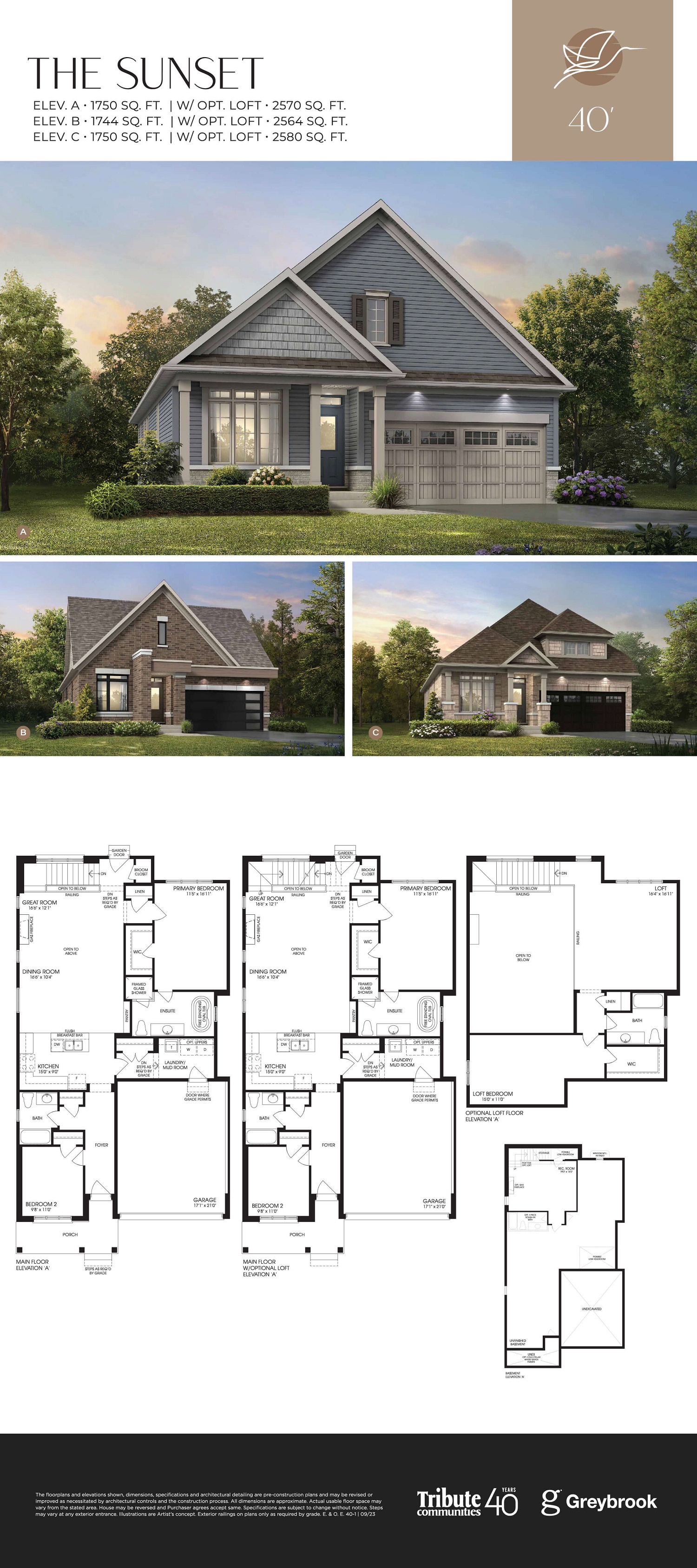 The Sunset floor plan at Lindsay Heights in Kawartha Lakes, ON