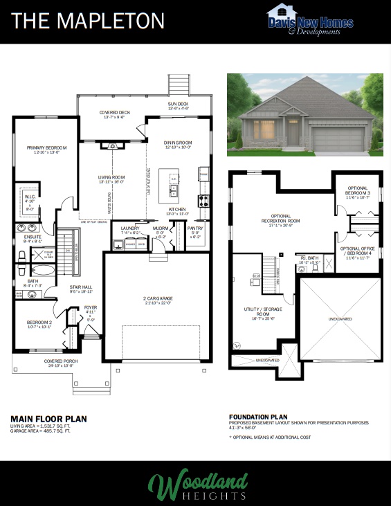 Woodland Heights - The Mapleton Floor Plan, Quinte West ON | Livabl