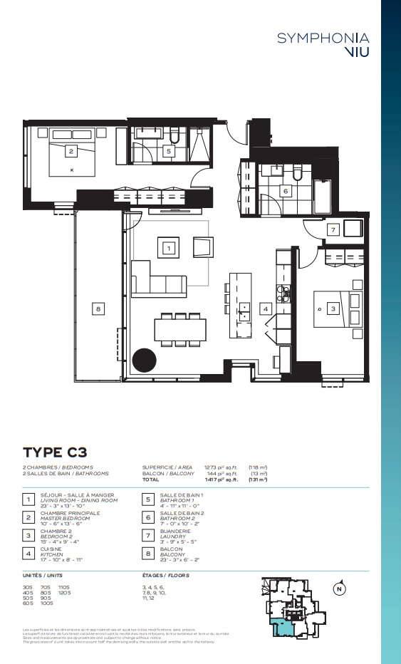 Symphonia VIU - C3 Floor Plan, Montréal QC | Livabl