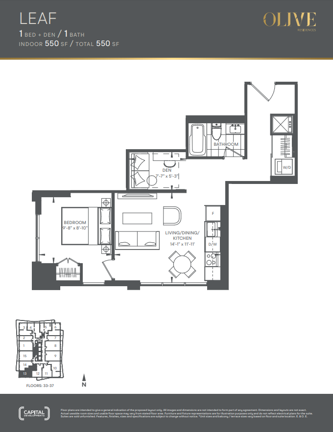 Olive Residences - LEAF Floor Plan, Toronto ON | Livabl