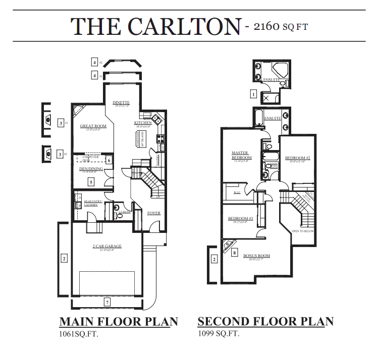 The Carlton floor plan at Deer Valley in Leduc, AB