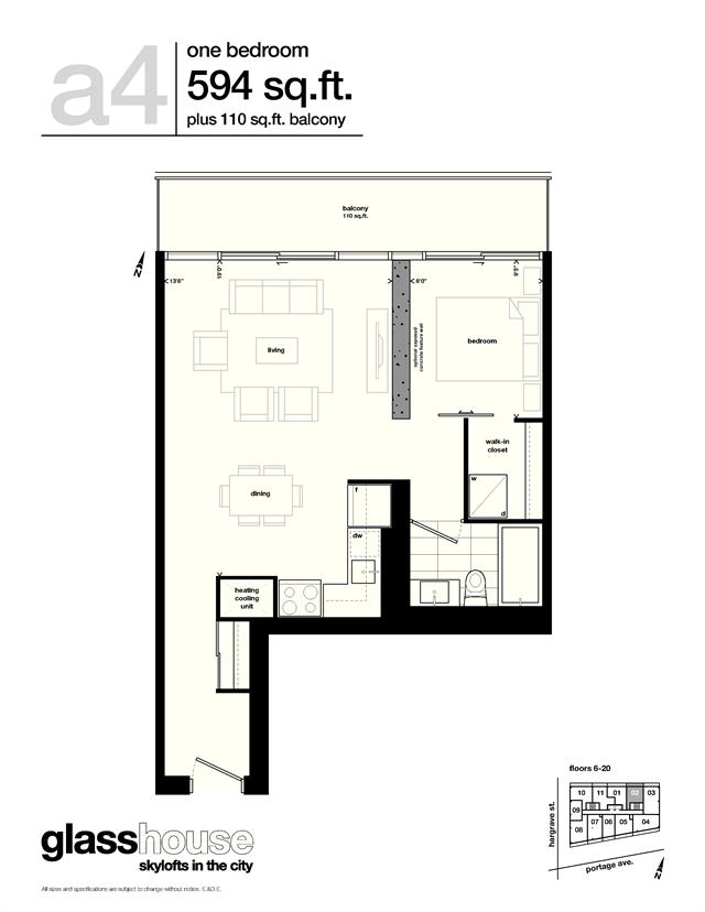 A4 floor plan at Glasshouse Lofts in Winnipeg, MB