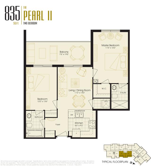 The Pearl II floor plan at Bellaria Residences Tower 4 in Vaughan, ON