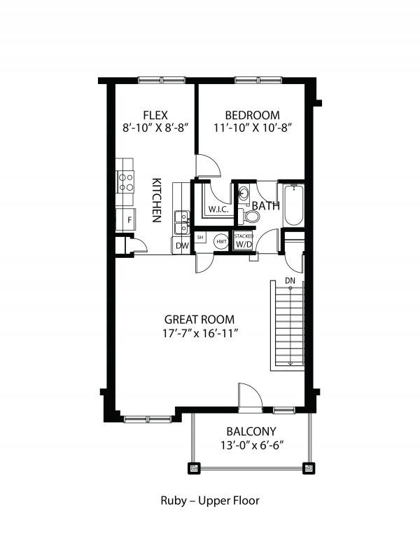 Ruby floor plan at Mosaic Mirage in McKenzie Towne in Calgary, AB